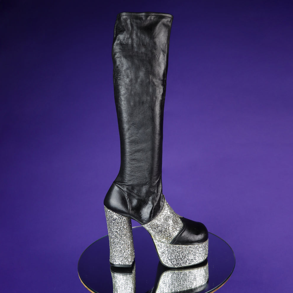 Vintage 1970s Glitter Disco Ball Platform Boots – 70sstacks