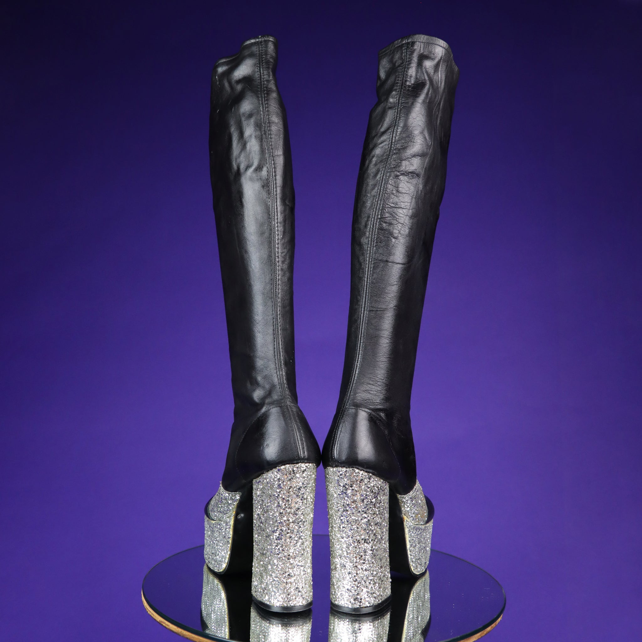 Vintage 1970s Glitter Disco Ball Platform Boots – 70sstacks